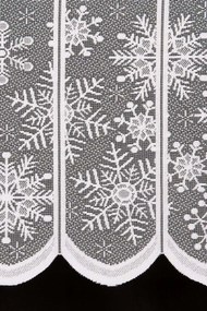 Olzatex žakárová vitrážová záclona SNĚHOVÁ VLOČKA, zimní, vánoční vzor s bordurou, bílá, výška 60cm (v metráži)