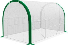 Outsunny Skleník 3,58 x 2,1 x 2,1 m Tunelový Skleník s Rolovacím Dveřmi, Růstový Dům s Okny, Skleník na Rajčata pro Zahradu a Balkon, Pozinkovaná Ocel