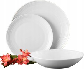 Ambition Linea Jídelní Servis 18 El Pro 6 Osob Bílý Porcelán