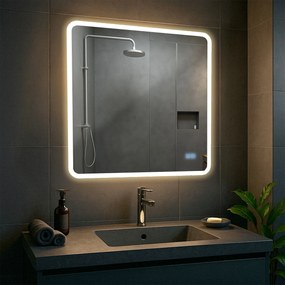Koupelnové zrcadlo Jericho 80x80 s Bluetooth – čiré sklo