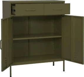 Úložná skříň olivově zelená 80 x 35 x 101,5 cm ocel 336153
