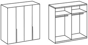 Šatní skříň New York D, 180 cm, bílá/bílý lesk