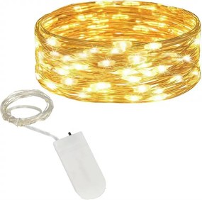 LED řetěz Nano - 1m, 10LED, 2xCR2032, teplá bílá