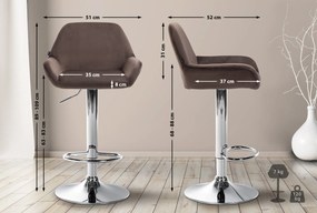 Barová židle Braga samet chromovaná konstrukce – hnědá