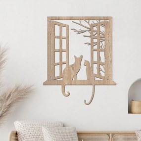 dřevo života Dřevěný nástěnný obraz Kočičí výhled Zvolte rozměr (cm): 49x60, Zvolte barvu dekoru: Dub Sonoma