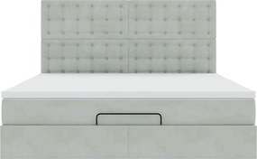 Osmanský rám postele s matracíes světle šedá 160x200cm samet 3313625