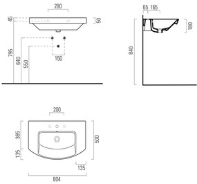 Sapho, NORM keramické umyvadlo 80x50 cm, oblé, bílá ExtraGlaze
