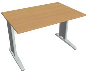 Stůl pracovní rovný 120 cm - Hobis Cross CS 1200 Dekor stolové desky: buk, Dekor lamino podnože: bílá, Barva nohou: Stříbrná