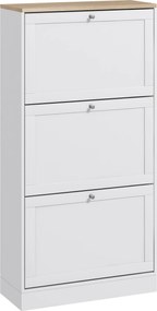 HOMCOM Úzký Botník se 3 Sklápěcími Dvířky, Úložný P prostor pro 18 Párů Bot do Úzkých Chodeb 60x23.5x115 cm Bílý | Aosom