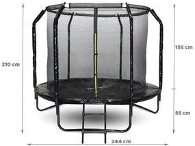 Zahradní trampolína SKY FLYER RING 2v1 244 cm BLACK