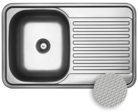 Kuchinox Faro, 1-komorový nerezový dřez 780x480x185 mm, drážkovaný povrch, ocelová, LAV-SKH_311T