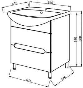 Lavedo Estel 65 koupelnová skříňka s umyvadlem