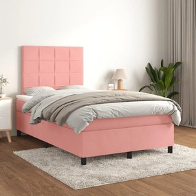 Box spring postel s matrací růžová 120x190 cm samet 3270000