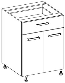PREMIO sc | dolní skříňka PRE-6D se zásuvkou a policí | 80 cm | VÝBĚR KOVÁNÍ | sonoma/capuccino lesk