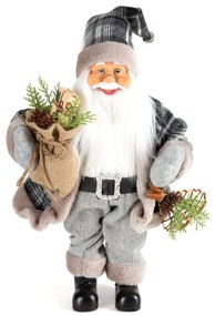 VÁNOČNÍ FIGURKA SANTA 40 CM ŠEDÁ