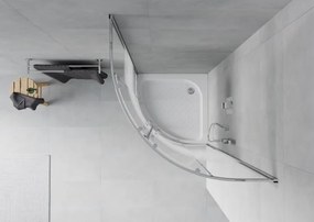 Mexen Rio sprchový kout půlkruhový 70 x 70 cm, bílé pruhy, chrom + vanička, bílá - 863-070-070-01-20-4710