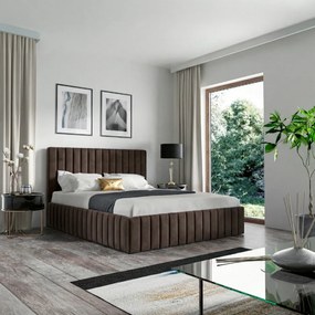 Eka Čalouněná postel INTIMA 140x200 cm Barva látky Trinity: Černá (Trinity 2316), Úložný prostor: Bez úložného prostoru