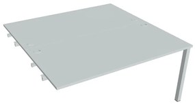 Dvojstůl pracovní řetězící rovný 160×160 cm - Hobis Uni USD 1600 R Dekor stolové desky: šedá, Barva nohou: Stříbrná