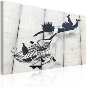 Obraz - Falling woman with supermarket trolley (Banksy)