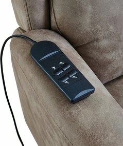 TV křeslo MATEO s elektrickým polohováním — 2 motory, látka, béžová, nosnost 150 kg