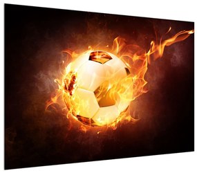 Obraz fotbalového míče v ohni (100x70 cm)