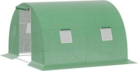 Outsunny Polytunnel skleník 3 x 3 m se 4 okny, ochrana proti mrazu pro rostliny, ocelová konstrukce, tmavě zelený | Aosom