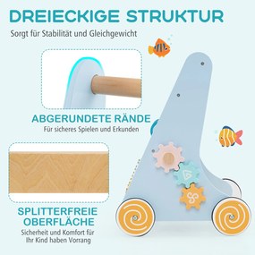 Costway Dřevěné chodítko na tlačení a tahání Montessori dětské chodítko