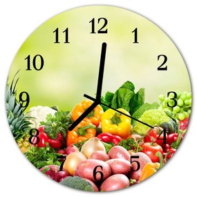Nástenné skleněné hodiny zeleninový