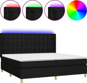 Box spring postel s matrací a LED černá 200x200 cm textil 3139223
