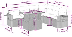 7dílná zahradní sedací souprava s poduškami černá polyratan 3271769