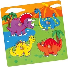 VIGA Dřevěná vkládačka Barevní dinosauři / od 1 roku