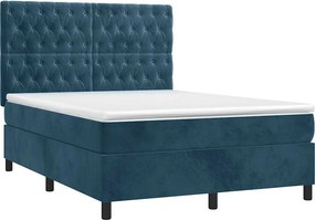 Box spring postel s matrací a LED tmavě modrá 140x200 cm samet 3136309