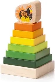 CUBIKA 15276 Barevná pyramida se slepičkou - dřevěná skládačka / 8 díl