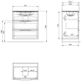 Sapho Cirasa koupelnová skříňka 69,8 x 75 x 46 cm pod umyvadlo bílá lesk CR731-3030