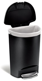 Pedálový odpadkový koš Simplehuman – 50 l, půlkulatý, plast, černý