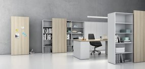 Kancelářská spisová skříň BLOCK, 4x dveře, 1600 x 400 x 1748 mm, dub přírodní