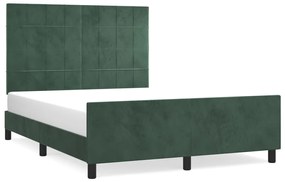 vidaXL Rám postele s čelem tmavě zelený 140x190 cm samet