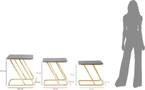 Sada odkládacích stolků Adamaris 44 cm černá / zlatá
