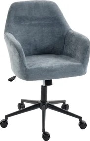 HOMCOM ergonomická kancelářská židle, židle z chenillu s nastavitelnou výškou, houpací funkcí, modrá