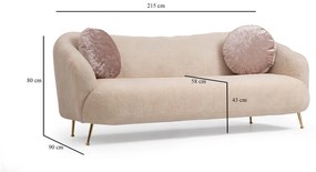 Designová 3-místná sedačka Adalia 215 cm béžová