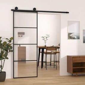 Posuvné dveře s kováním 76x205 cm ESG sklo a hliník 3152145