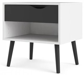 Retro noční stolek Oslo 75394 bílý/černý mat - TVI