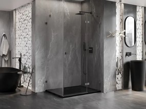 Mexen Lunar, výklopný sprchový kout pravý 90 x 70 cm, 8mm čiré sklo, profil grafit broušený, 834-090-070-66-00-P