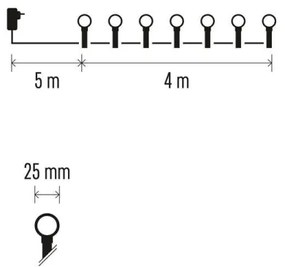 LED Vánoční venkovní řetěz 40xLED/9m IP44 růžová