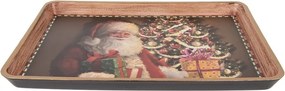 Hnědý plastový vánoční podnos Santa - 31*22*2 cm