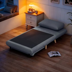 HOMCOM 3v1 rozkládací křeslo s funkci postele, lehátko, nastavitelná opěrka zad, bukové nohy, polštář, šedá