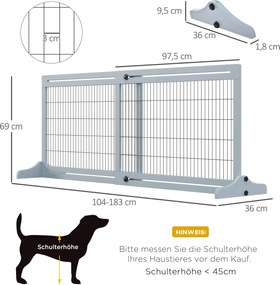 Bezpečnostní branka pro psy, schodišťová branka, výška 180 cm, výškově nastavitelná, šedá + černá