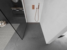 Mexen Kioto, sprchová zástěna Walk-In 150 x 200 cm, 8mm čiré sklo černý vzor, ​​měděný matný profil, 800-150-101-65-70