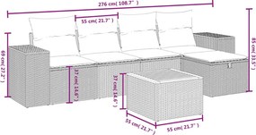 6dílná zahradní sedací souprava s poduškami béžová polyratan 3265167