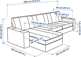 KIVIK 3místná pohovka s lenoškou, Tresund světle béžová